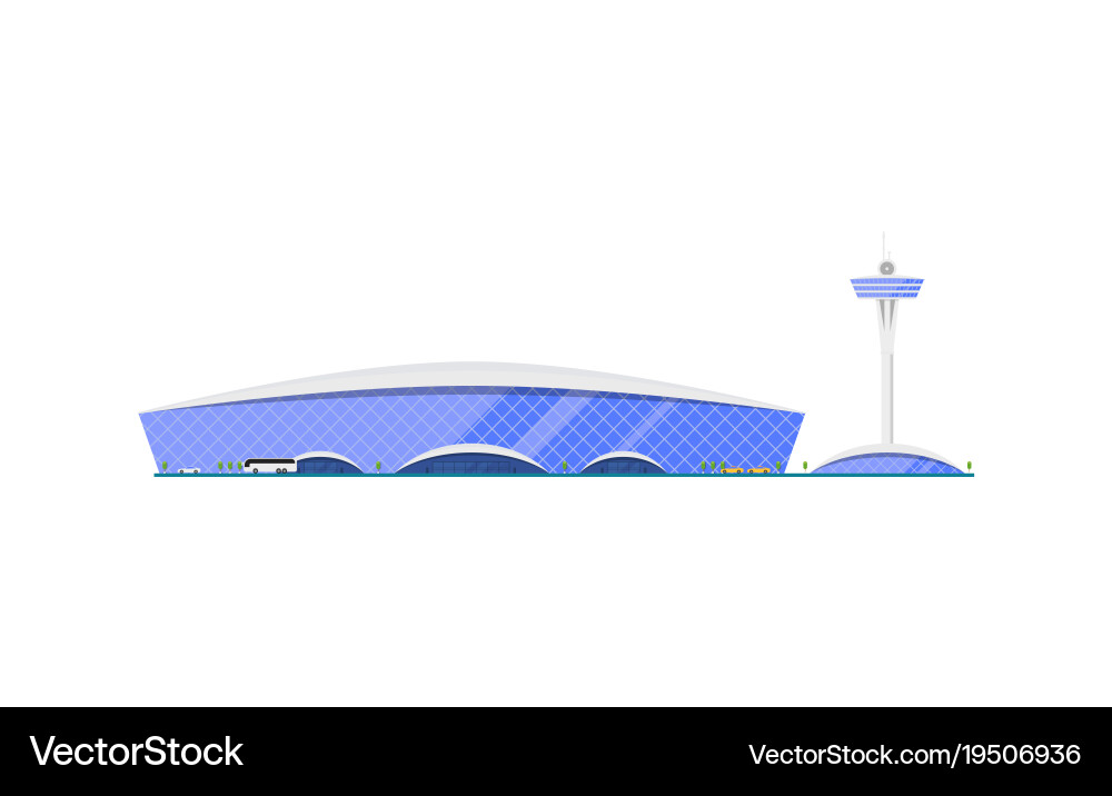 Trendy airport terminal with flight control tower Vector Image