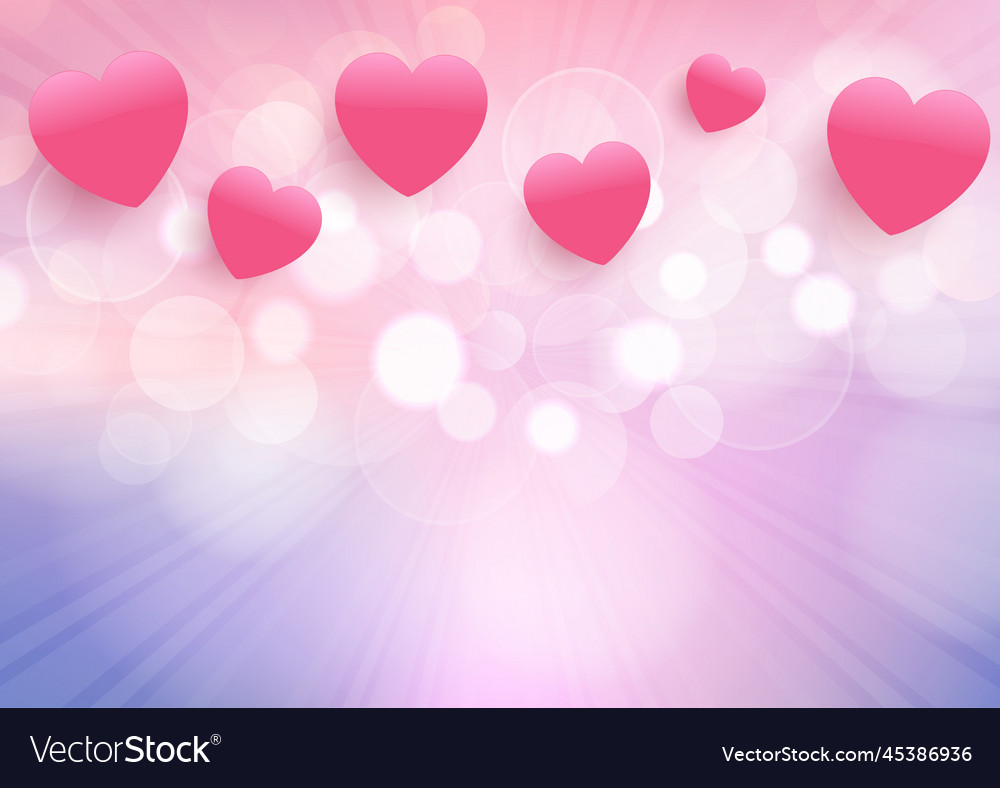 Valentines day hearts background with bokeh lights