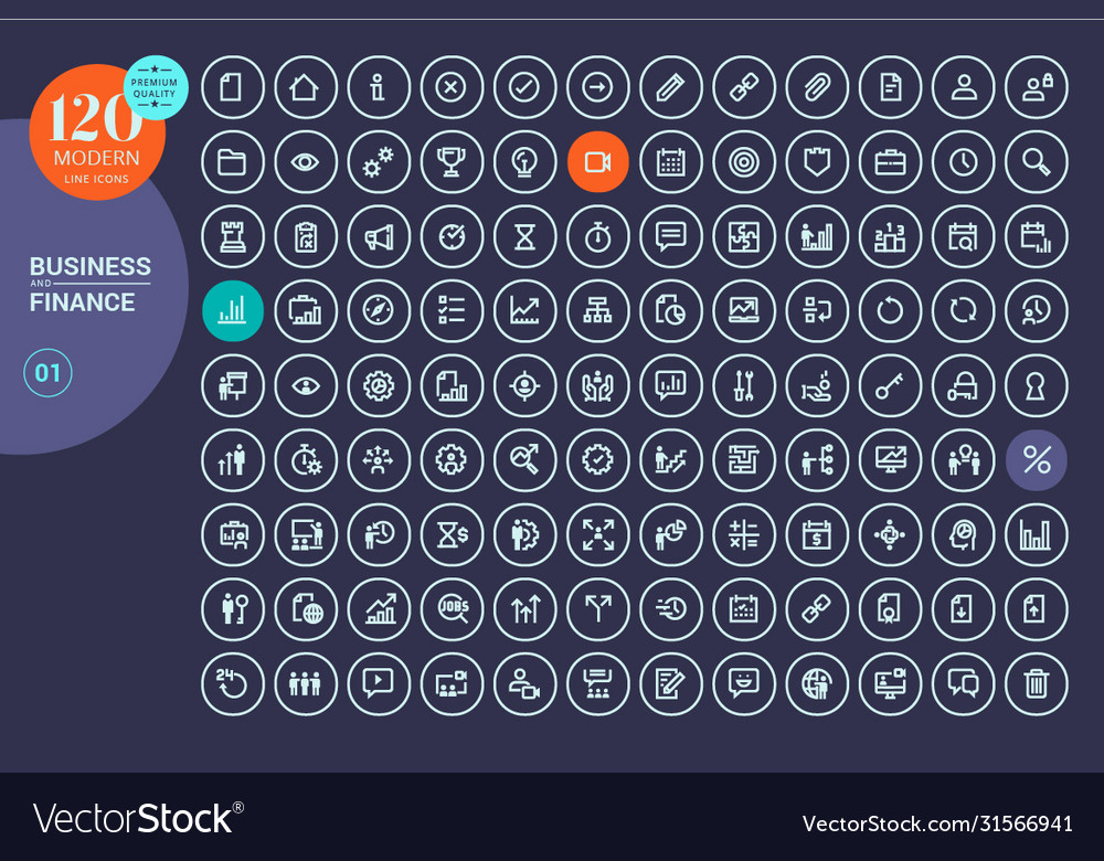 Business and finance line icons Royalty Free Vector Image