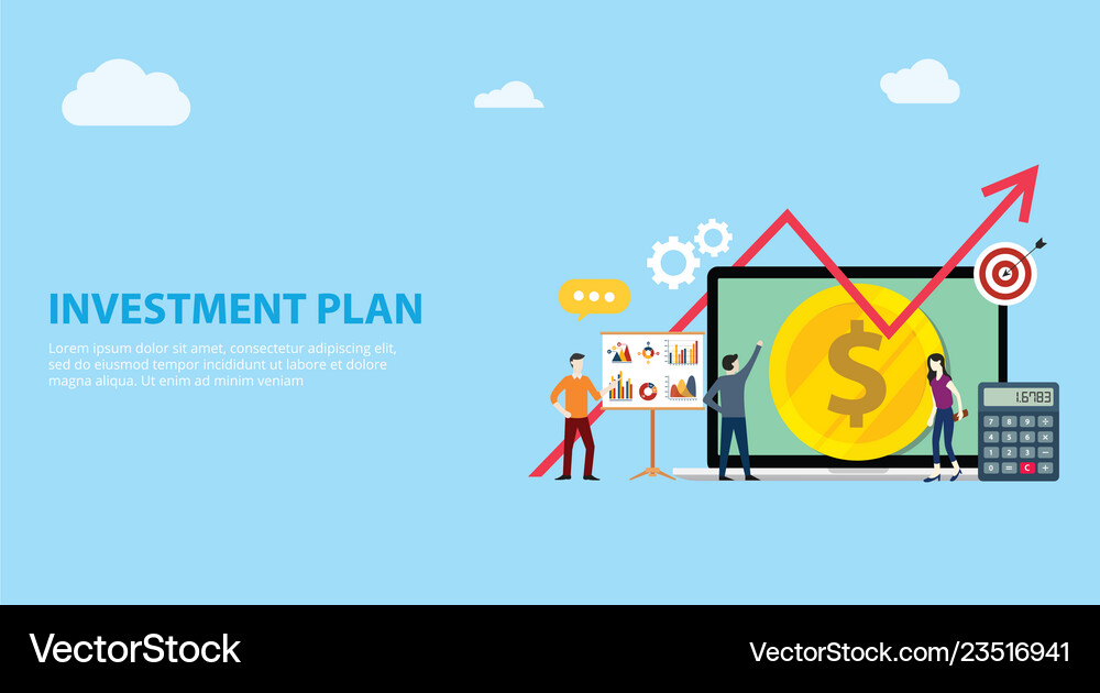 Business plan investment with team working Vector Image