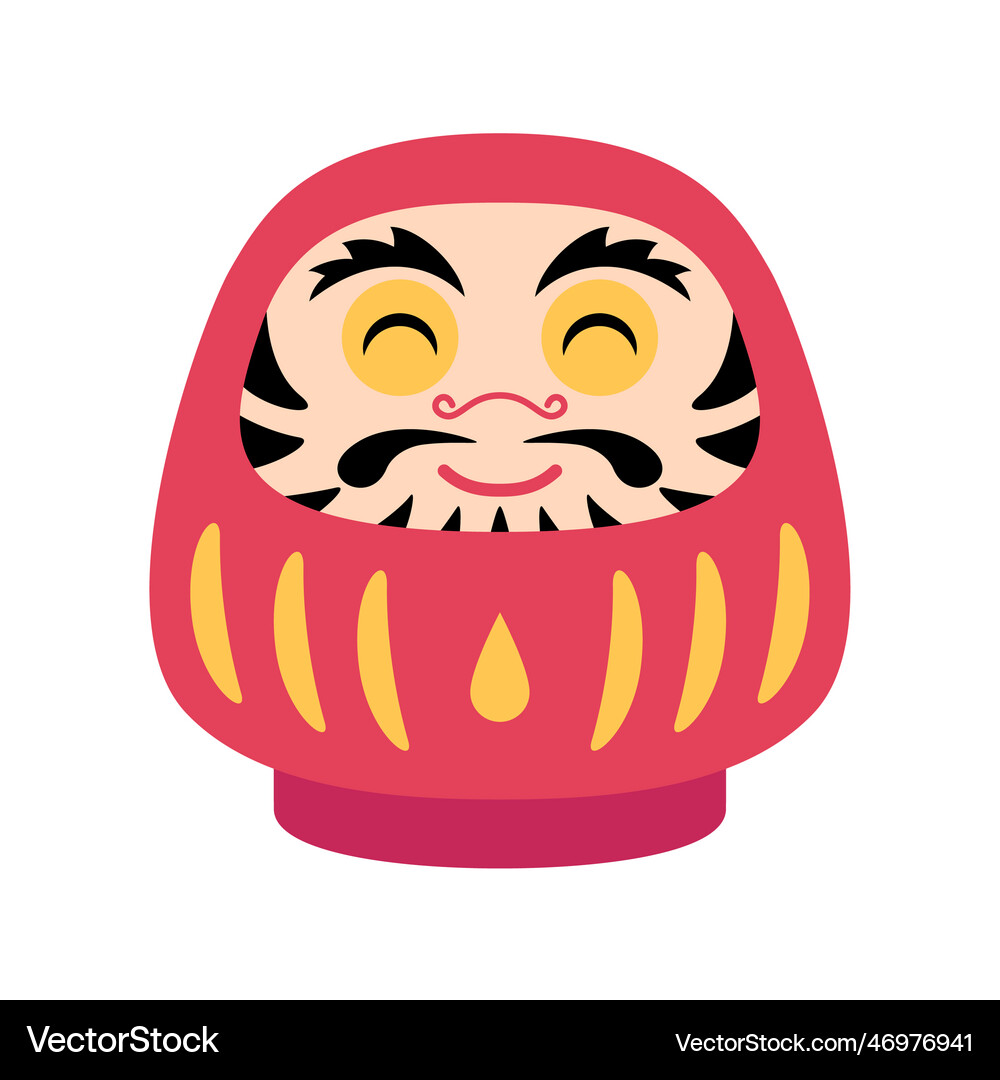 Cartoon color character daruma icon Royalty Free Vector