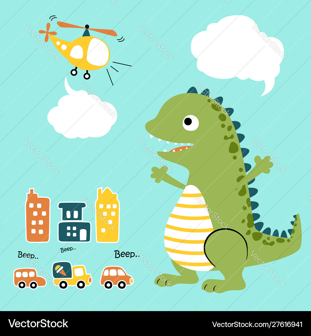 Cartoon monster in city Royalty Free Vector Image