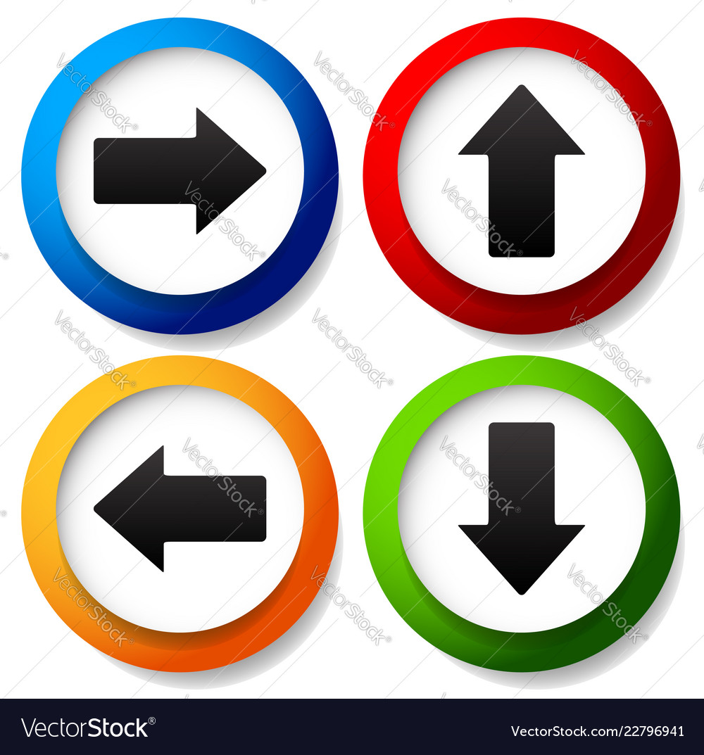 Colorful arrow icons pointing to all direction up Vector Image Colorful arrow icons pointing to all direction up Vector Image