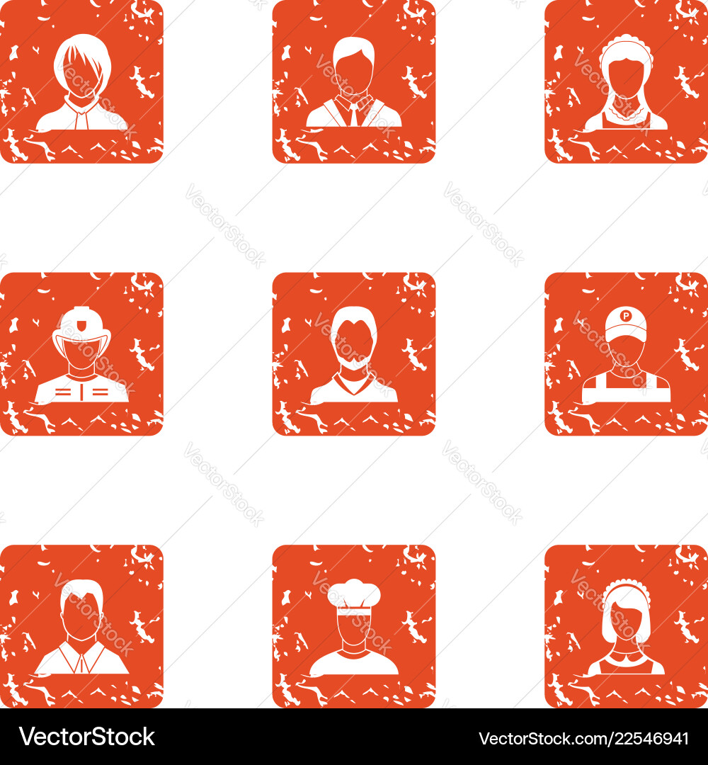 Countenance icons set grunge style Royalty Free Vector Image