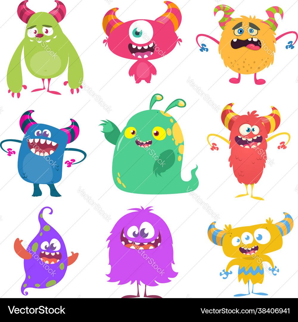 Cute cartoon monsters set Royalty Free Vector Image