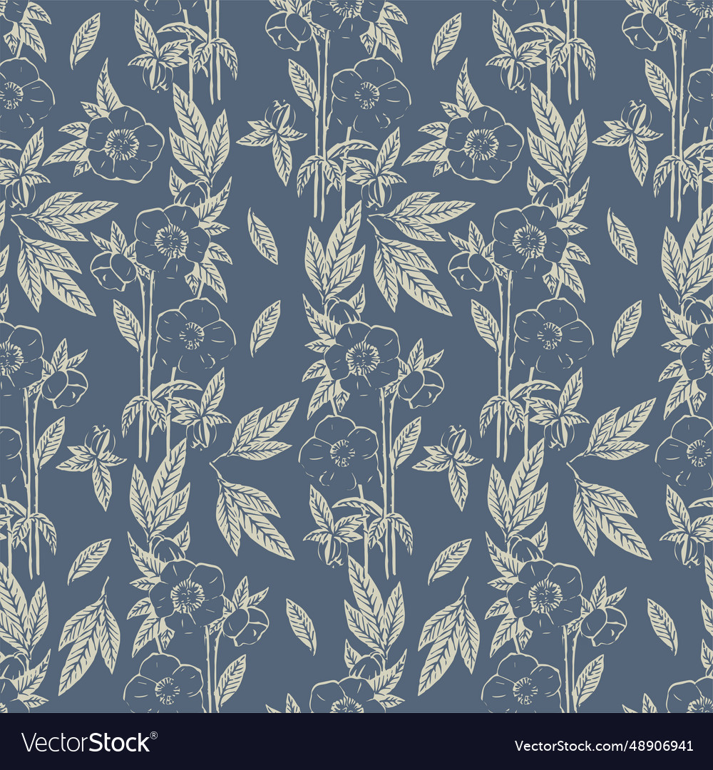 Flower and leaf seamless pattern Royalty Free Vector Image