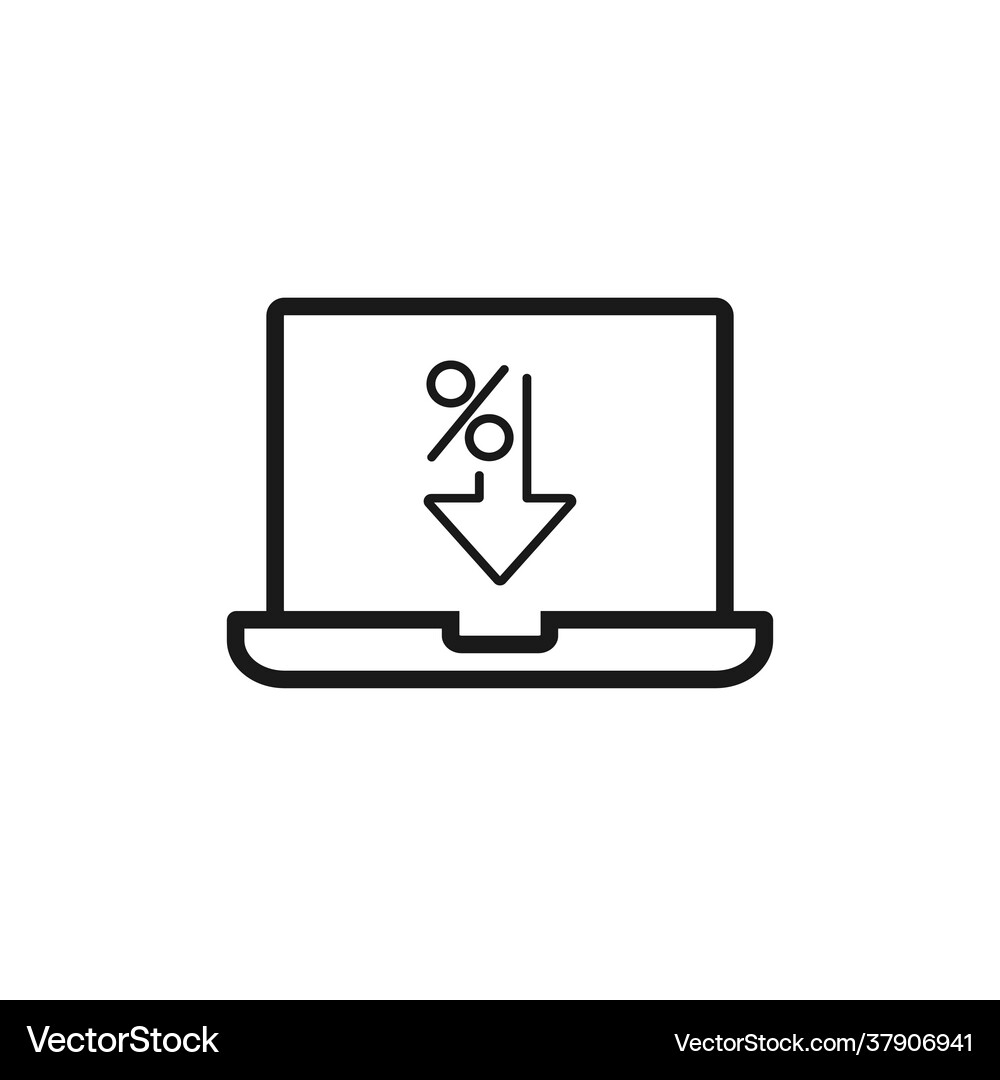 Laptop computer with download sign percent down Vector Image