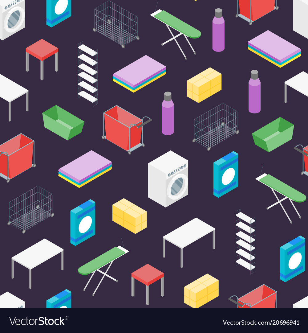 Laundry room concept seamless pattern background Vector Image