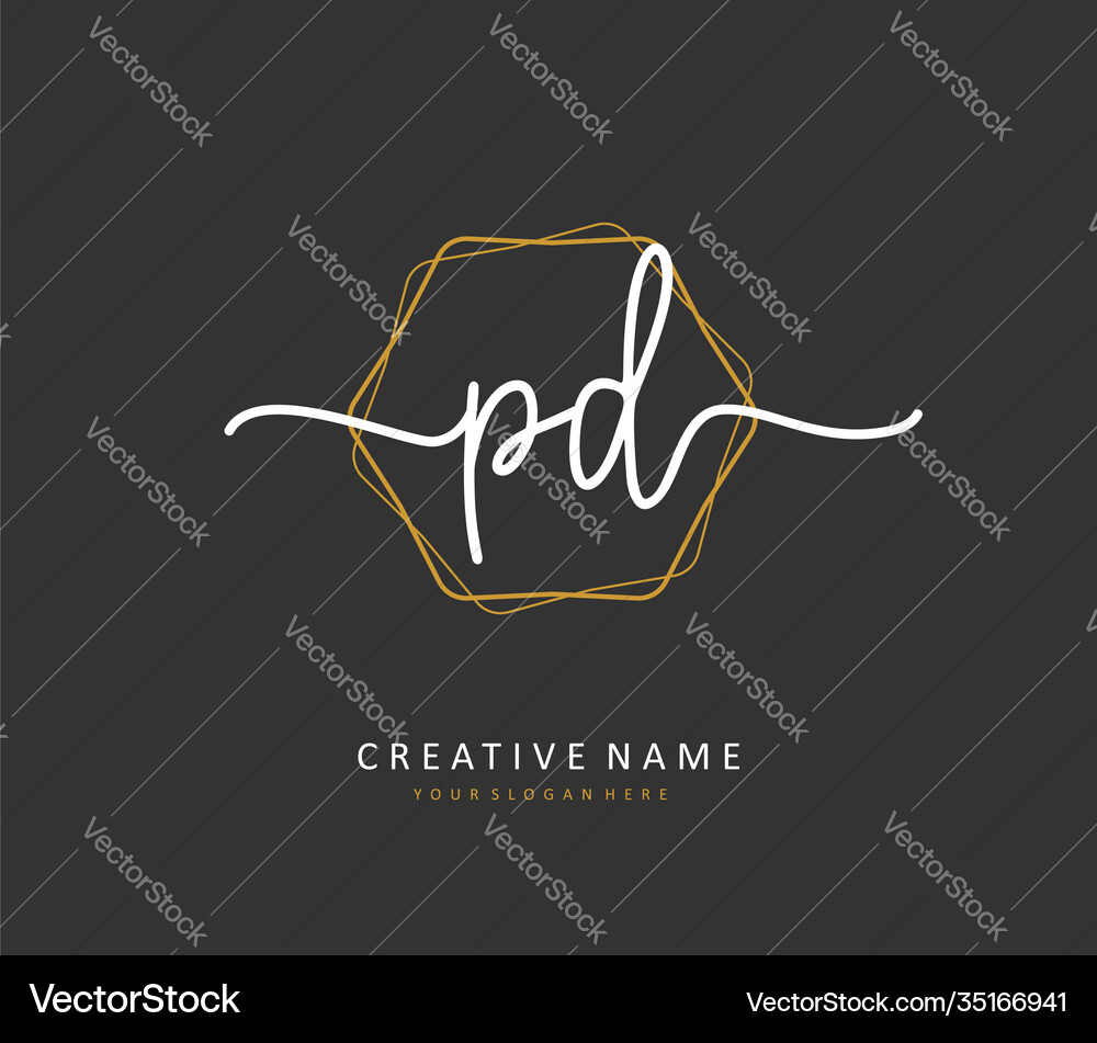 Pd initial letter handwriting and signature logo Vector Image