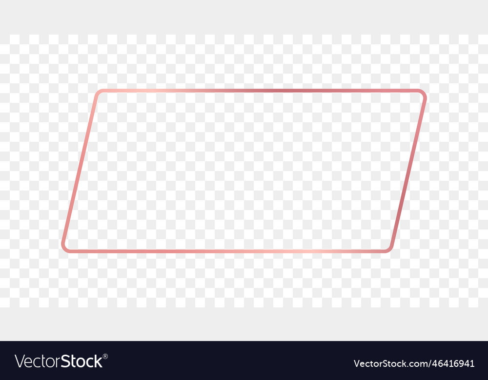 Rose gold glowing rounded rectangular shape frame Vector Image