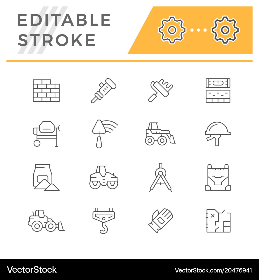 Set line icons of constructing industry Royalty Free Vector