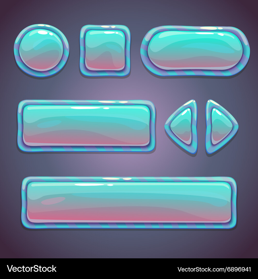 Set of bright blue glossy buttons Royalty Free Vector Image