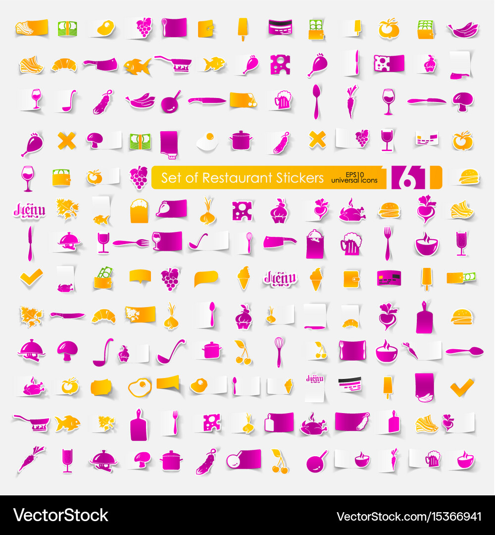 Set of restaurant stickers Royalty Free Vector Image