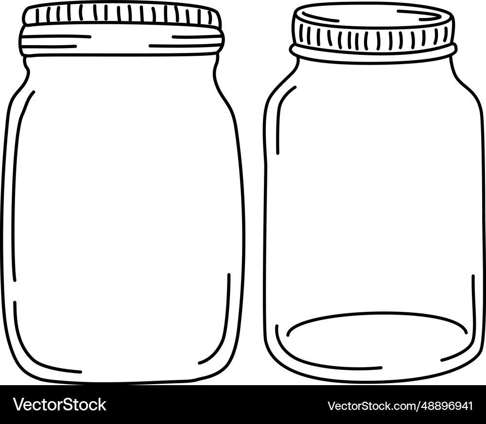 Set of two hand drawn mason jar Royalty Free Vector Image