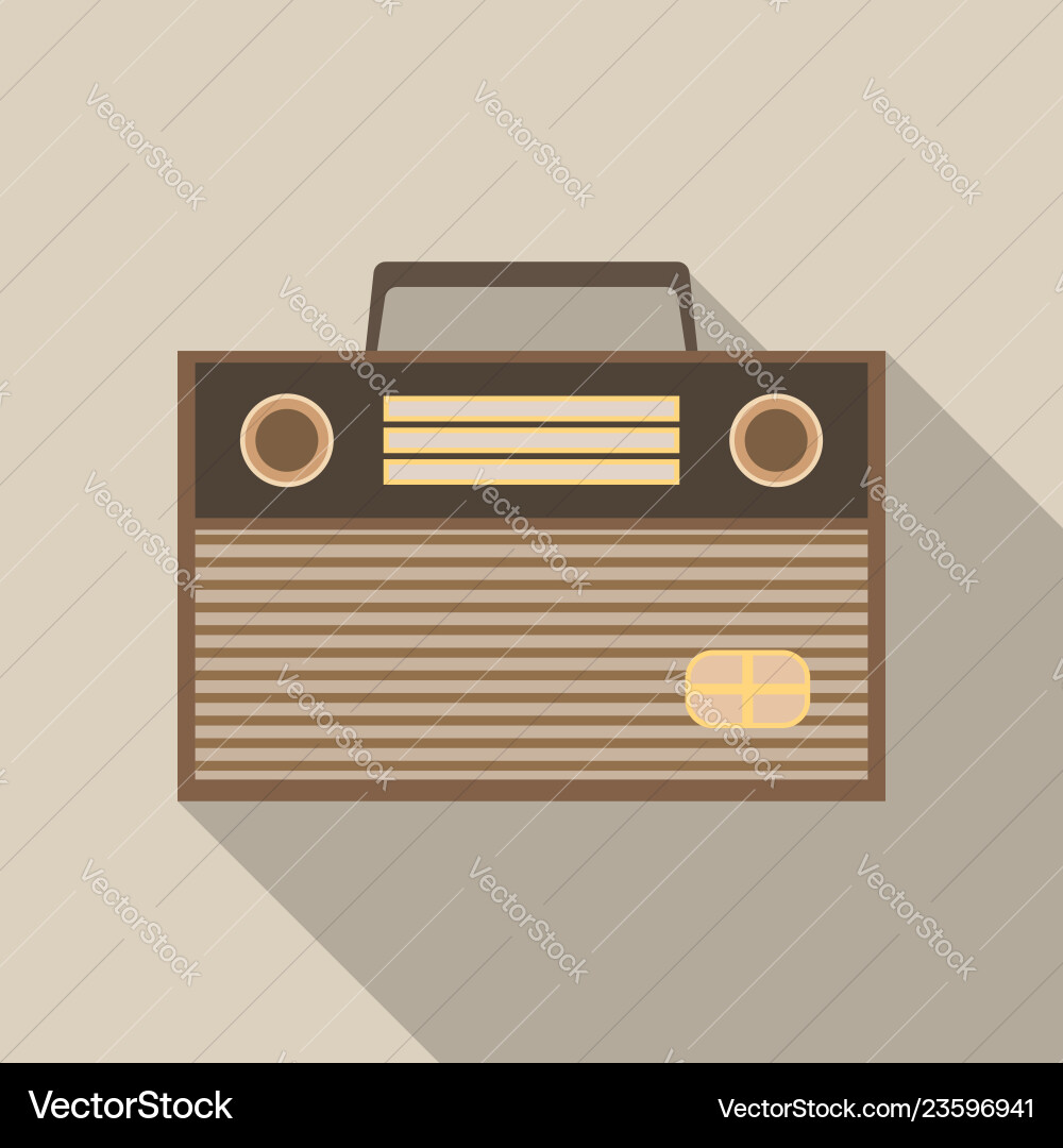 Vintage radio icon flat style Royalty Free Vector Image