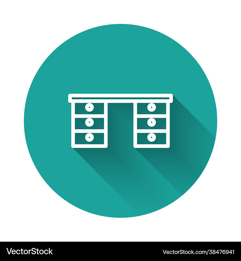 White line office desk icon isolated with long Vector Image