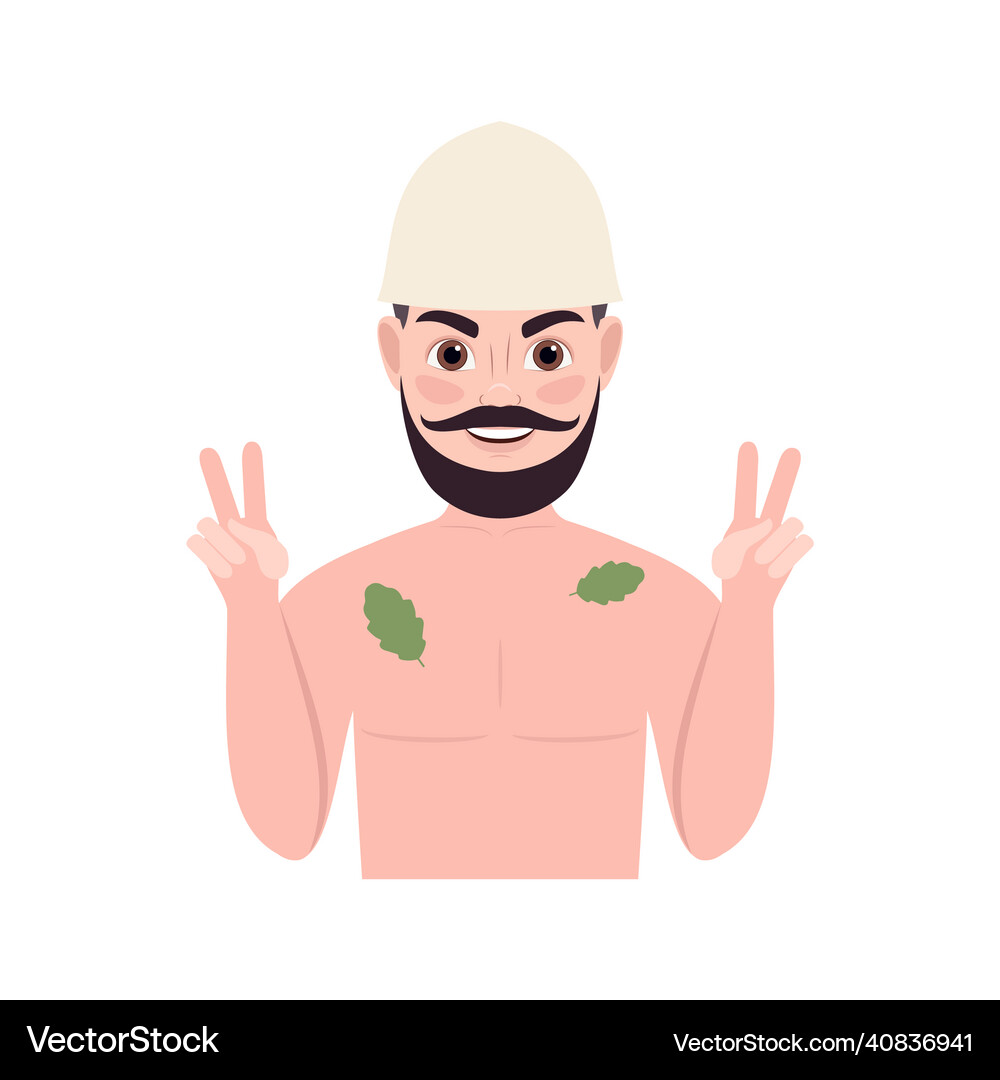 Young man in a hat for a bath without clothes Vector Image