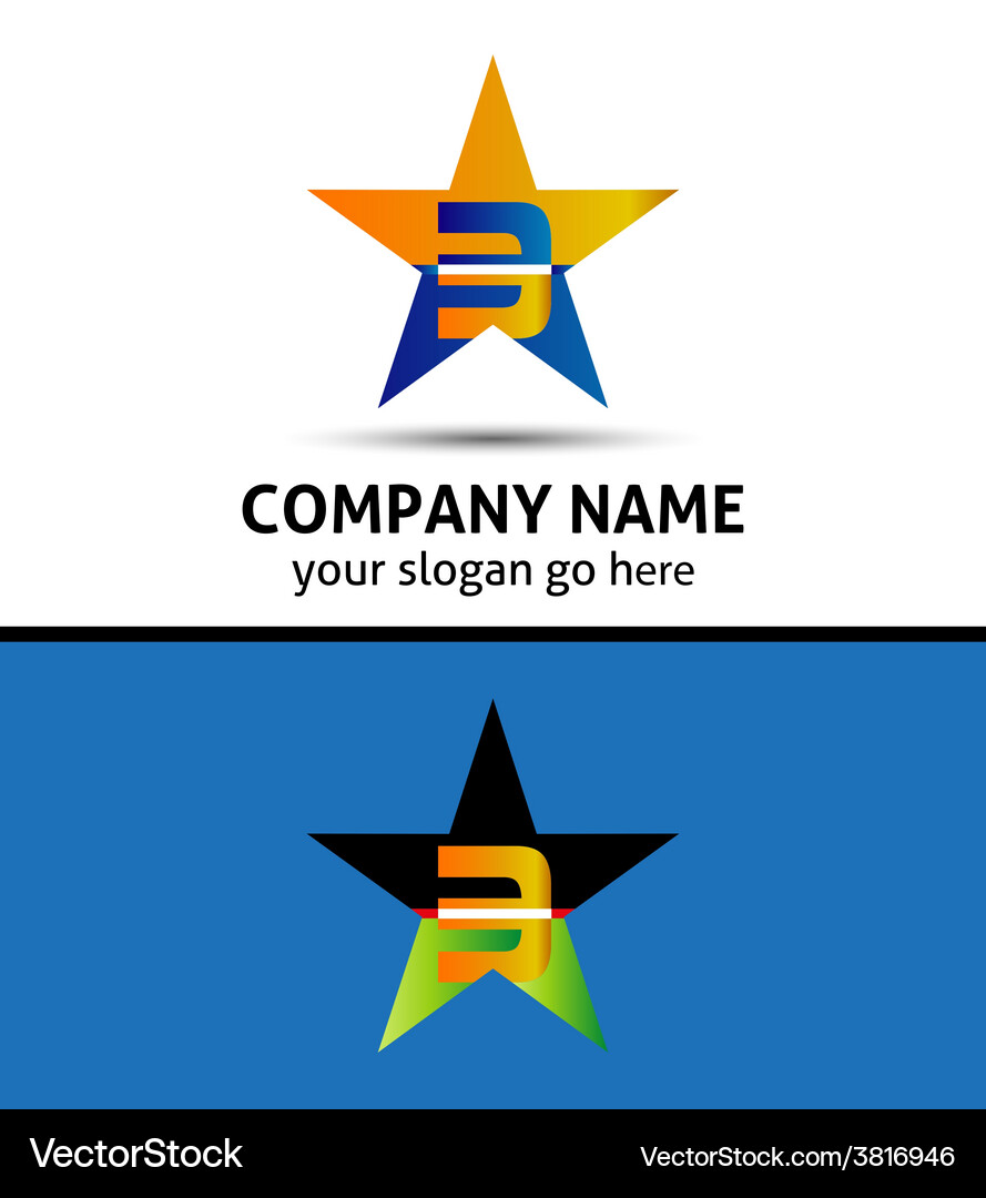 Abstract number 3 logo symbol with star icon Vector Image