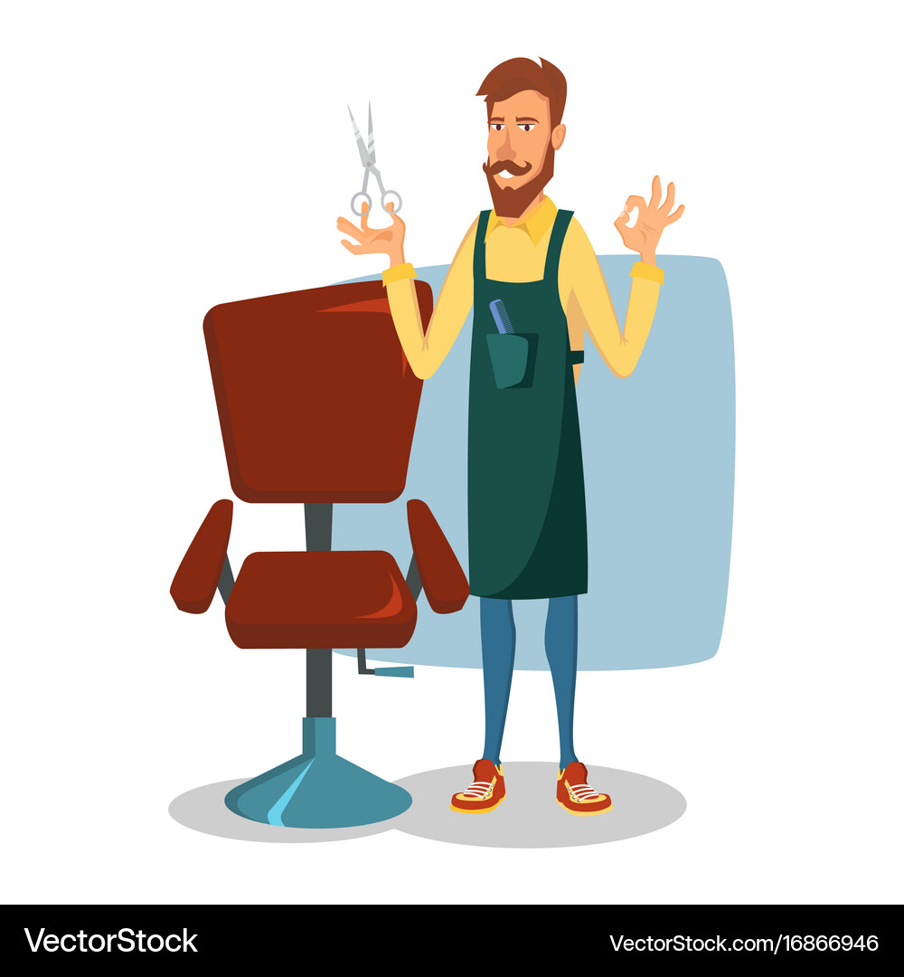 Barber character modern barber shop Royalty Free Vector