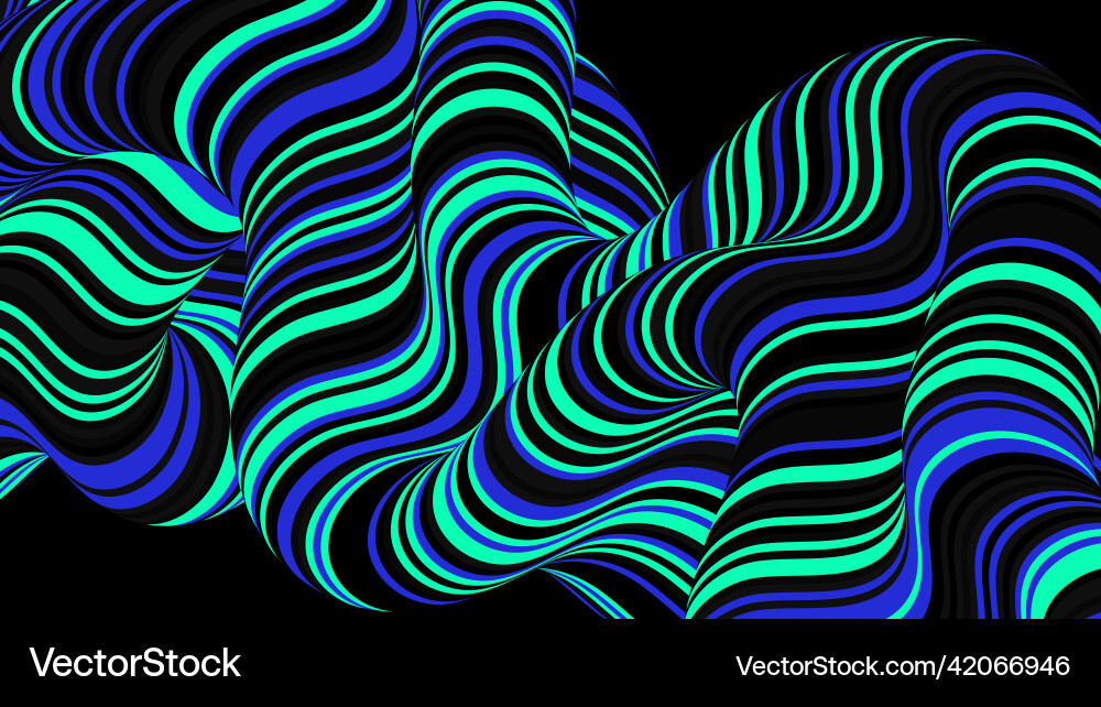 Blue green optical fluid wave duotone geometric Vector Image