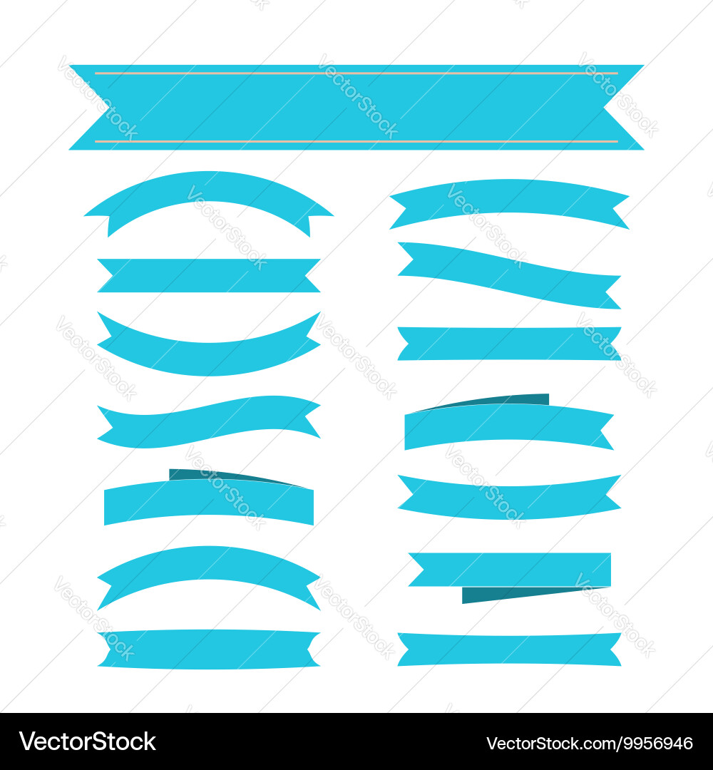 Blue ribbon banners set blank for decoration Vector Image