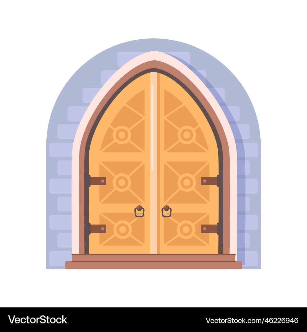 Castle doors wide entryway entrance Royalty Free Vector