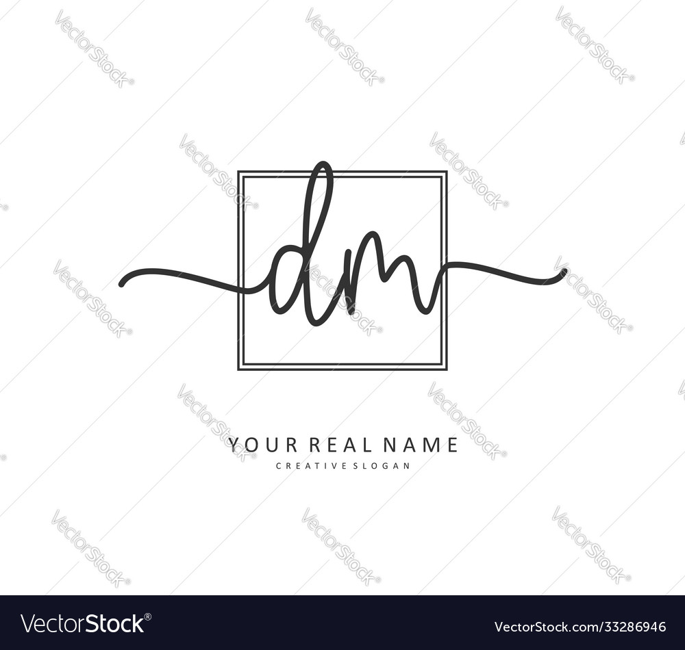 D m dm initial letter handwriting and signature Vector Image