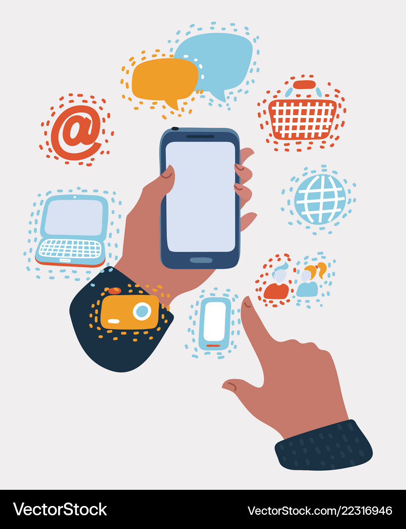 Digital marketing media in virtual screen Vector Image