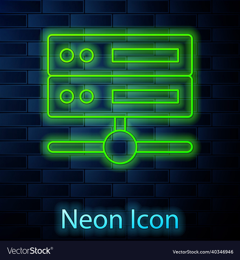 Glowing neon line server data web hosting icon Vector Image
