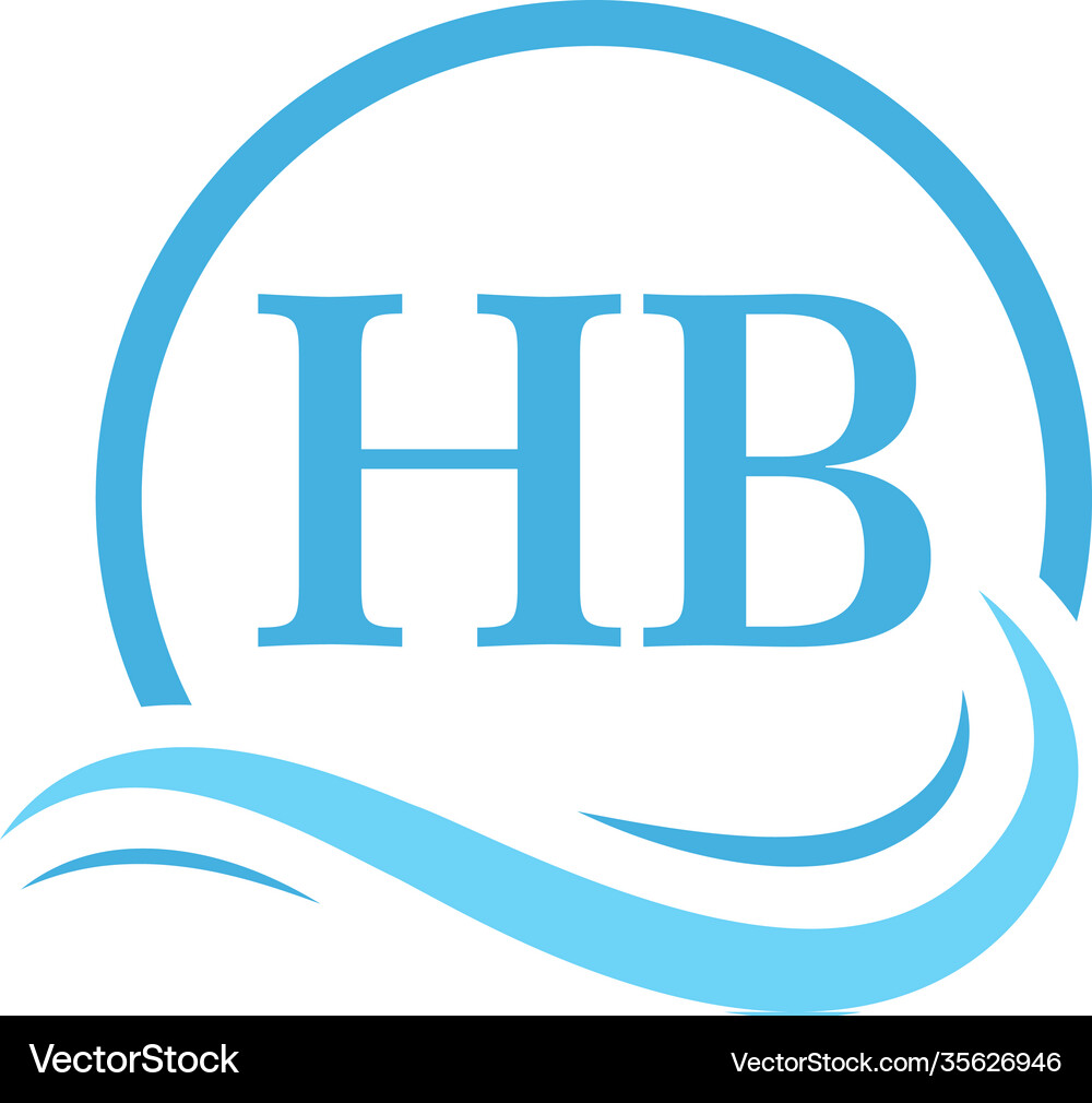 Hb lettering logo design in water wave modern Vector Image