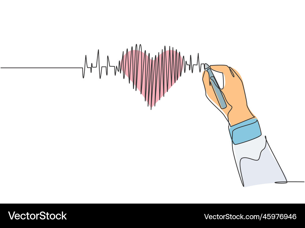 One continuous line drawing of hand drawing human Vector Image