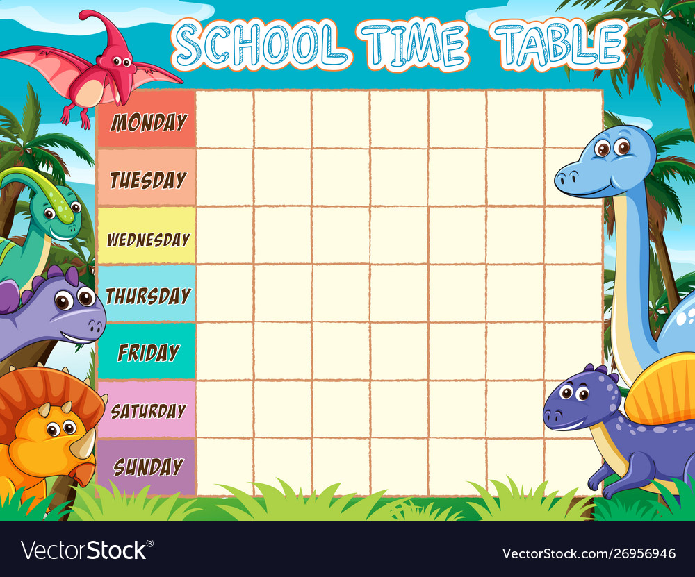 School timetable template Royalty Free Vector Image