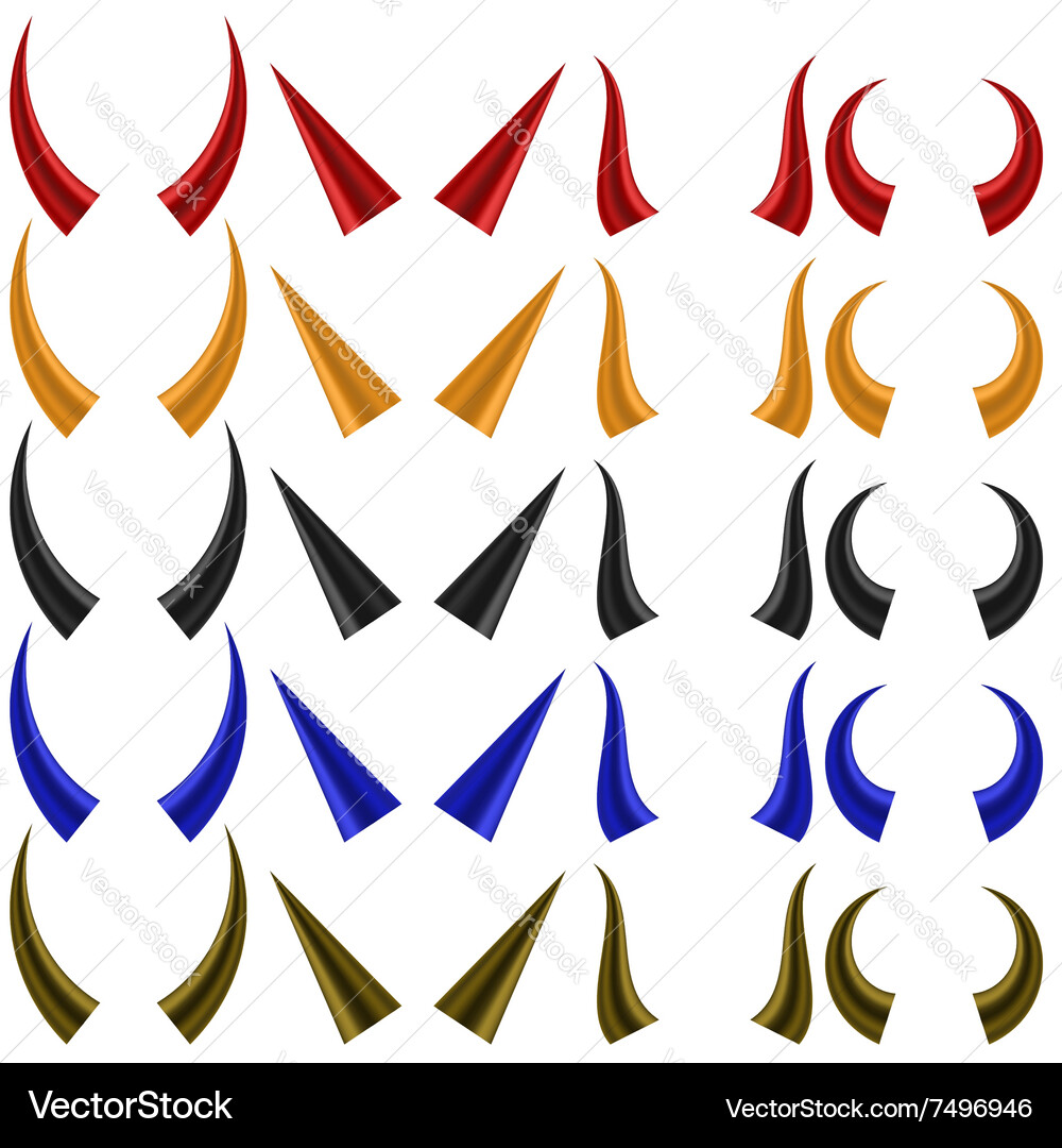 Set of different colorful horns Royalty Free Vector Image