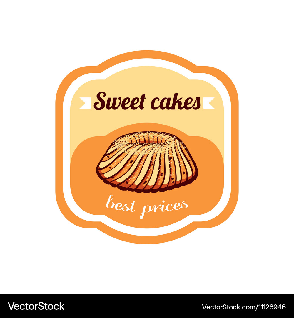 Sticker sweet cakes best prices Royalty Free Vector Image