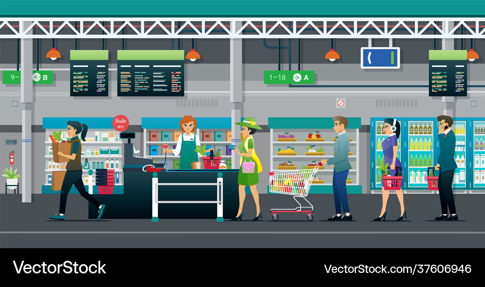 Supermarket merchandise sales Royalty Free Vector Image