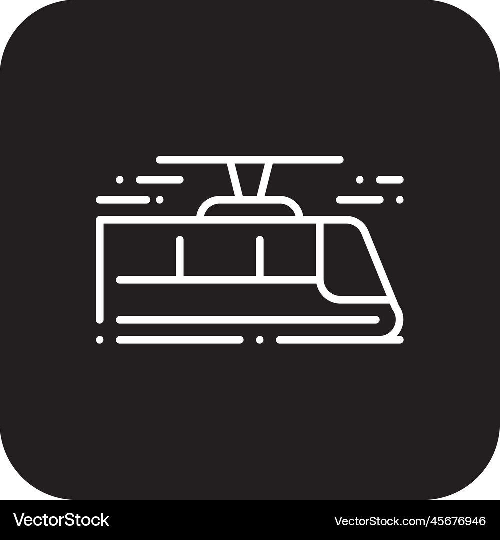 Tram transportation icon with black filled line Vector Image