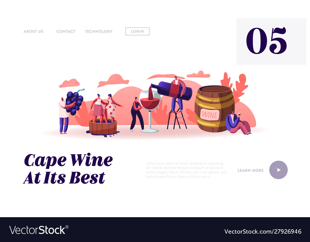 Wine producing and drinking website landing page Vector Image