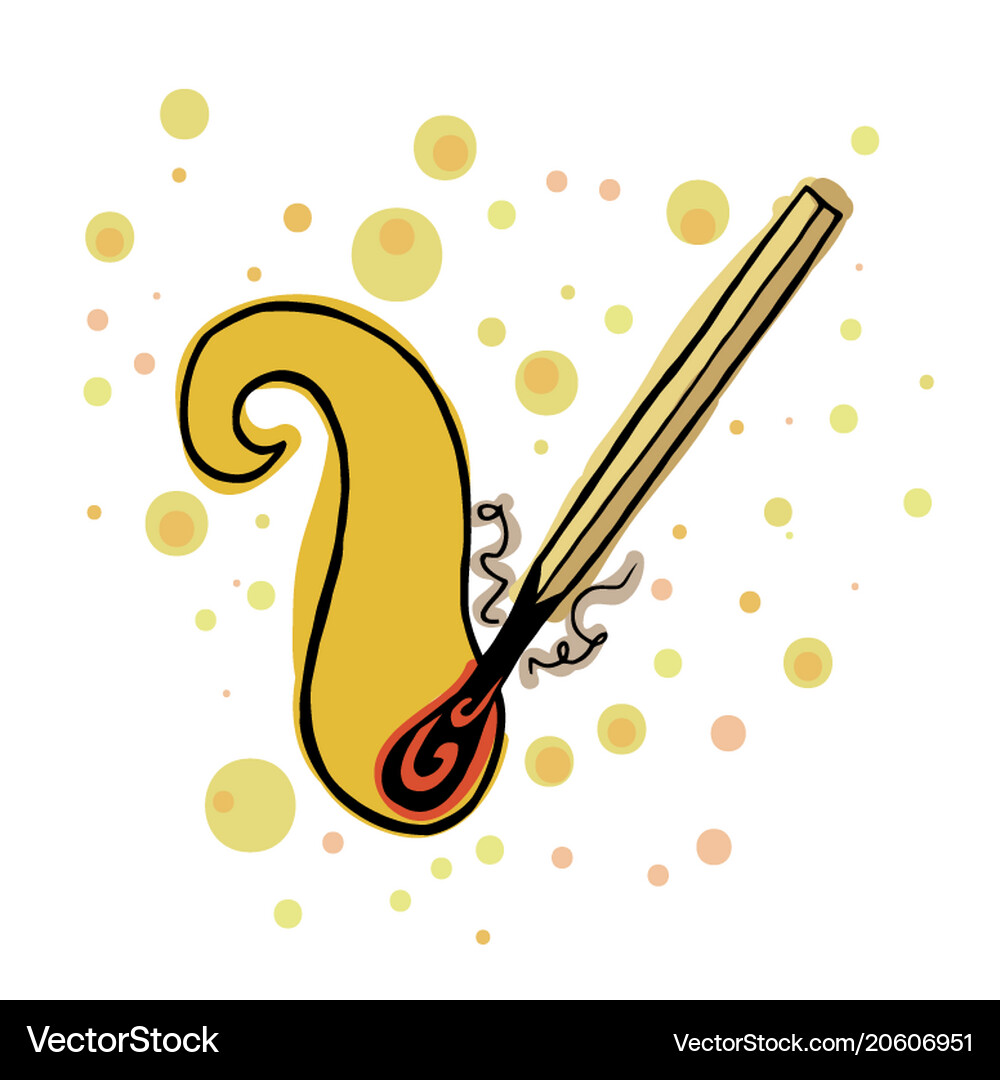 A sketch of burning match Royalty Free Vector Image