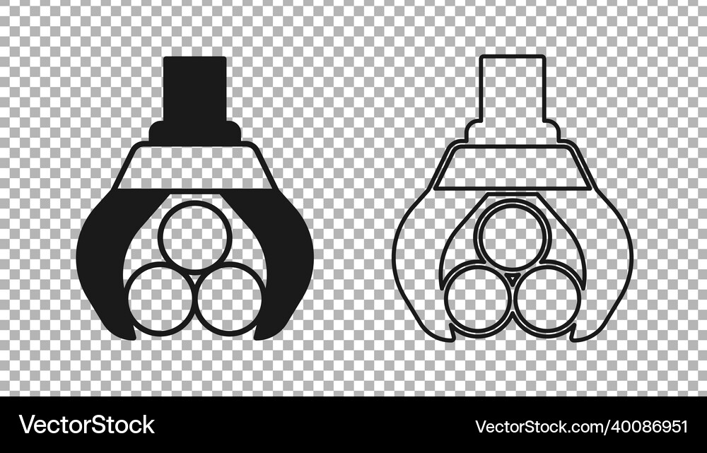 Black grapple crane grabbed a log icon isolated Vector Image