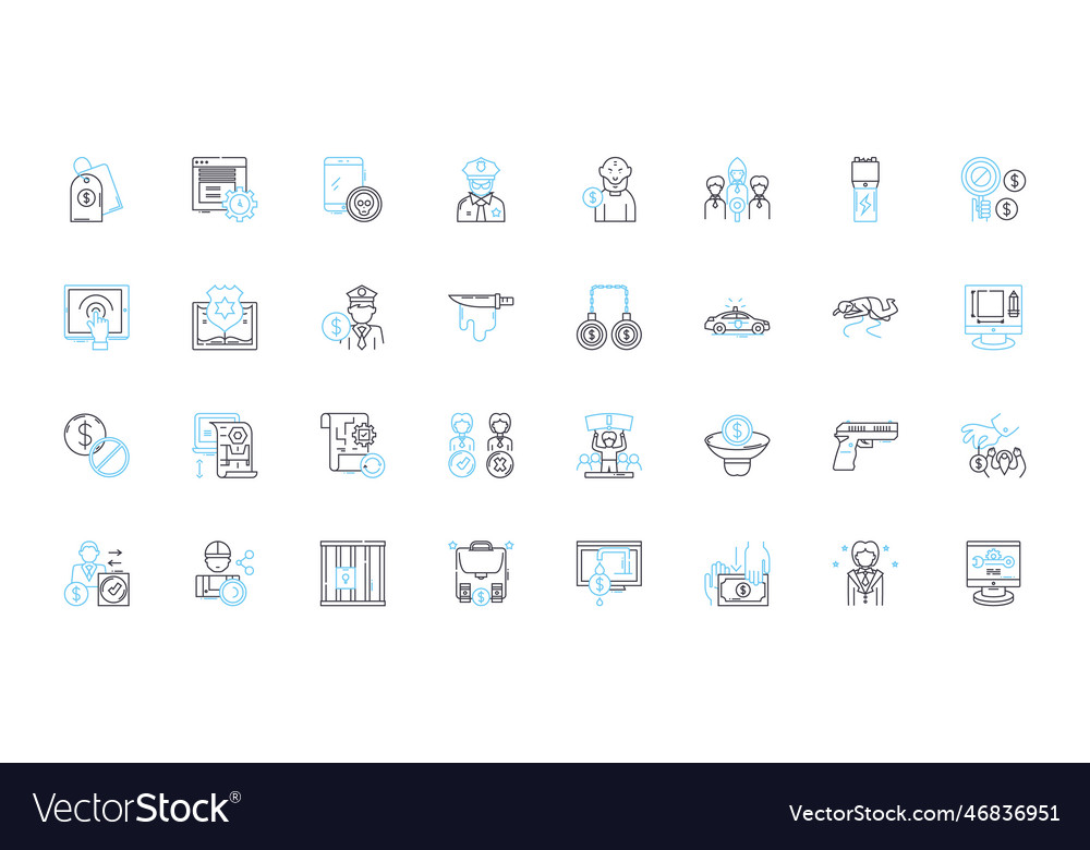 Bribery linear icons set corruption fraud Vector Image
