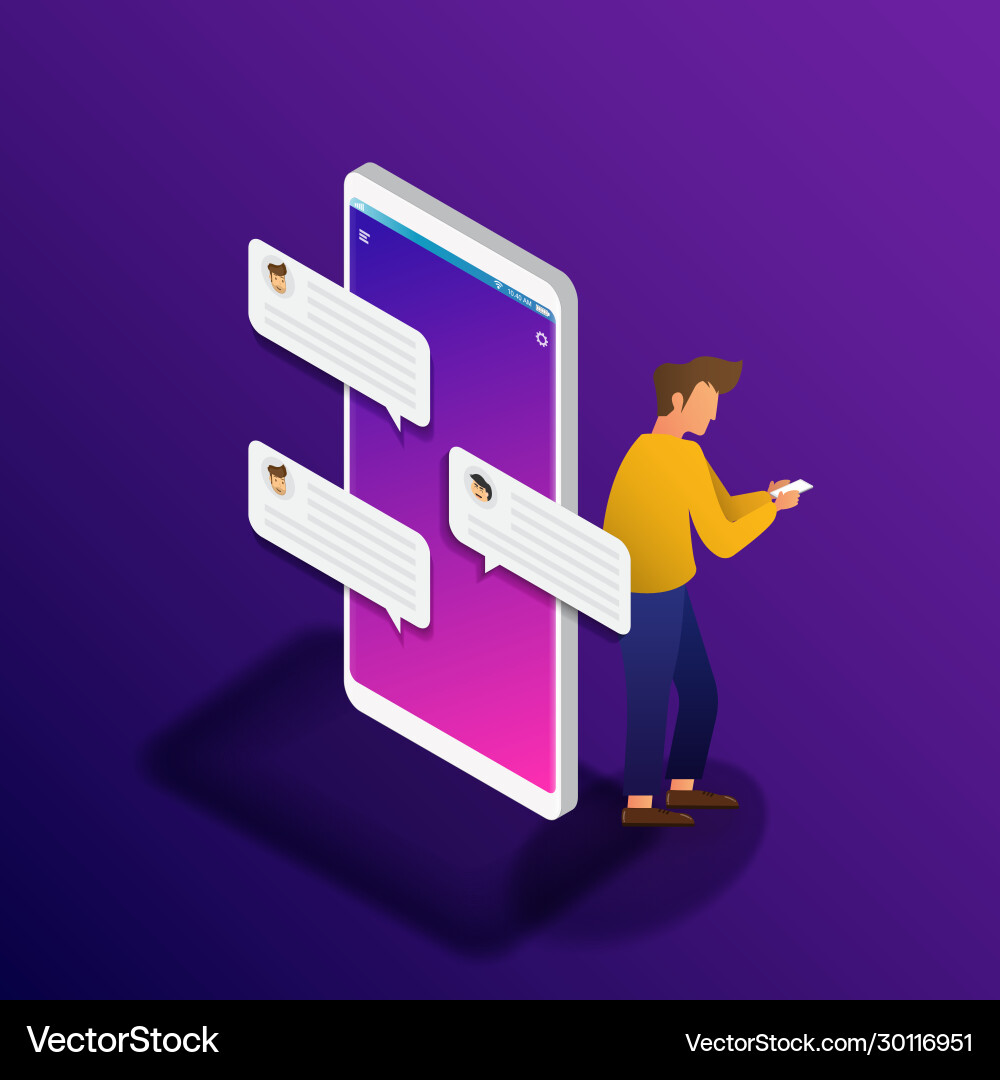 Businessman chatting conversation on smartphone Vector Image