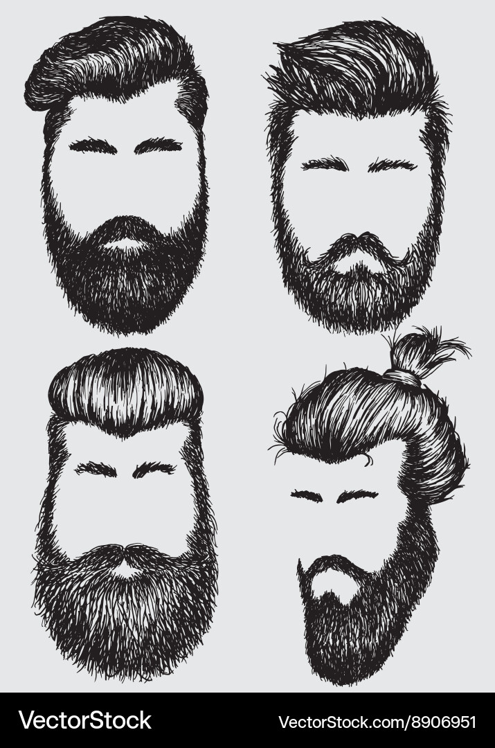 Collection hipster hairstyles and beards Vector Image