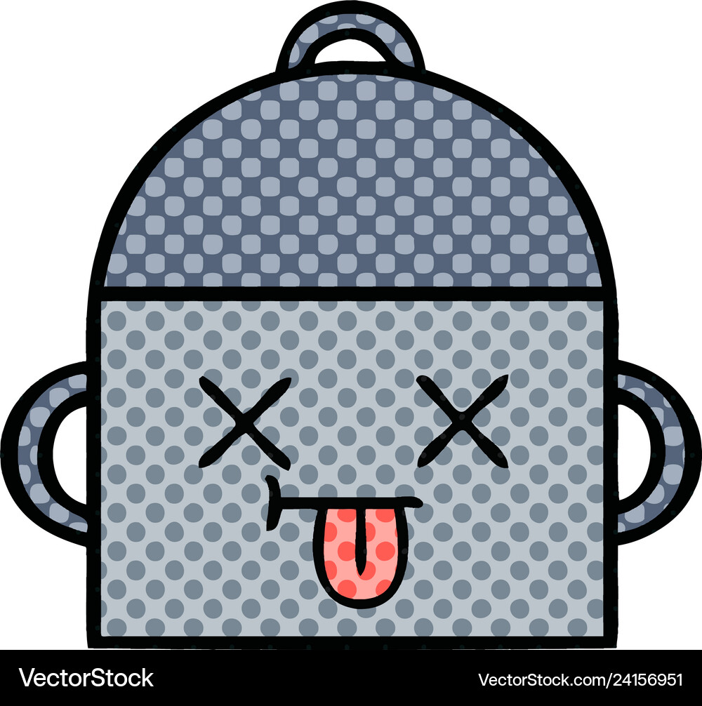 Comic book style cartoon cooking pot Royalty Free Vector
