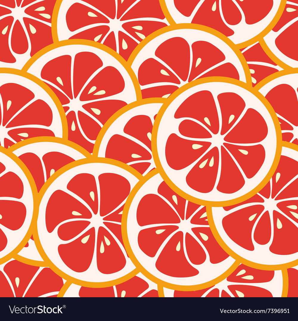 Cute seamless pattern with red grapefruit slices Vector Image