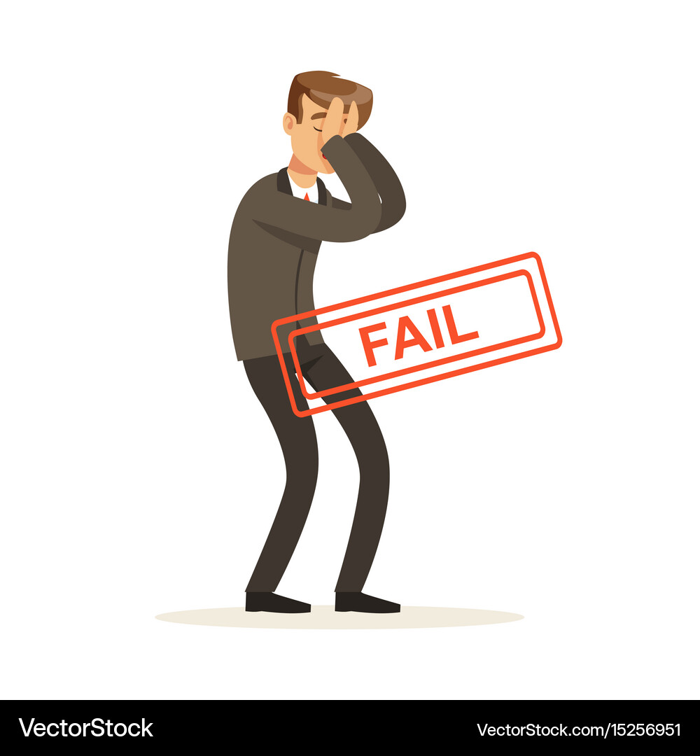 Failed and stressed businessman character Vector Image