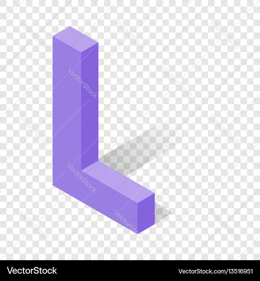 L letter in isometric 3d style with shadow Vector Image