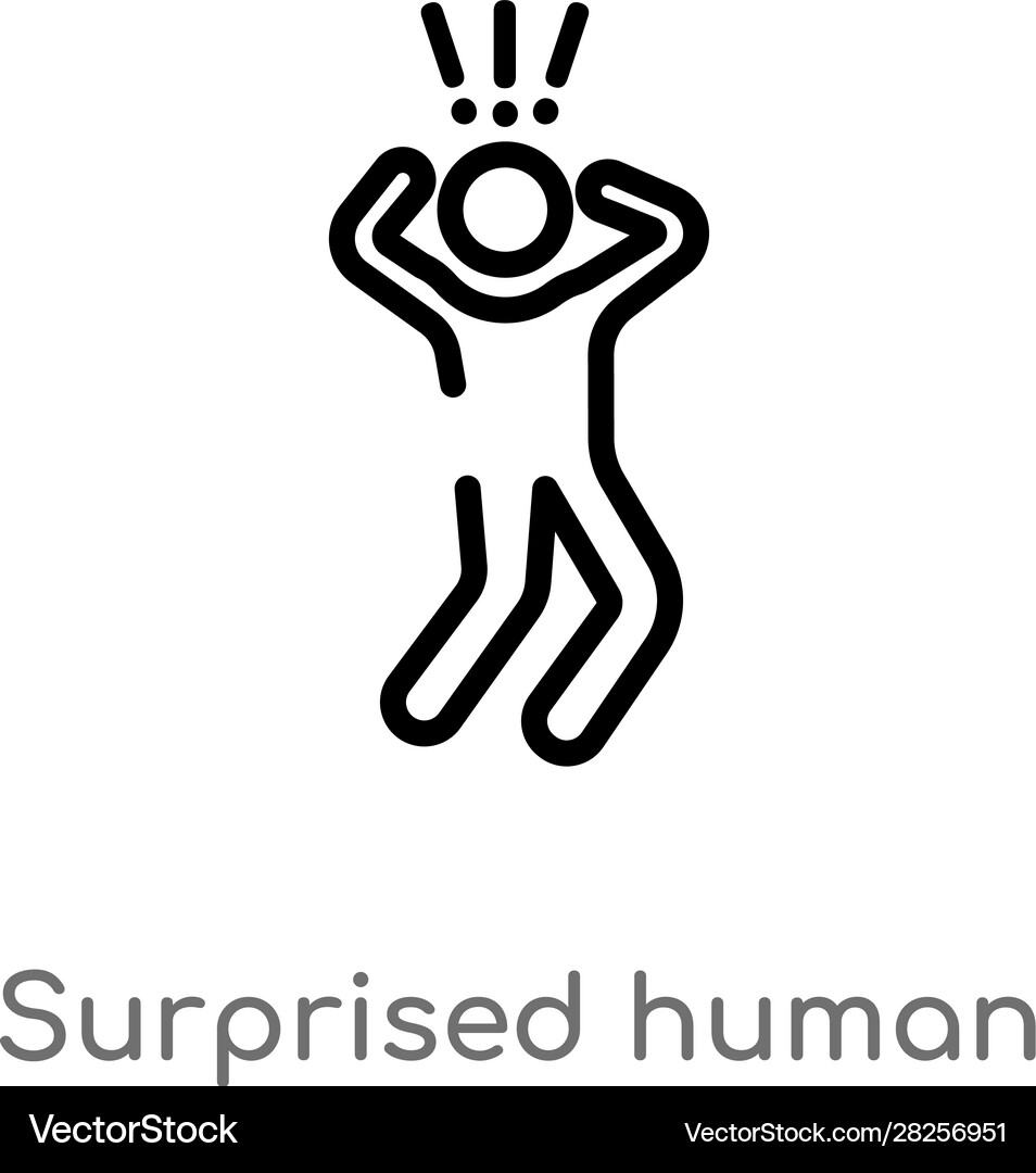 Outline surprised human icon isolated black Vector Image