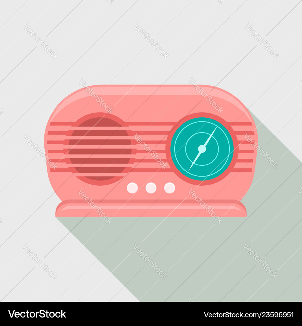 Retro red radio icon flat style Royalty Free Vector Image
