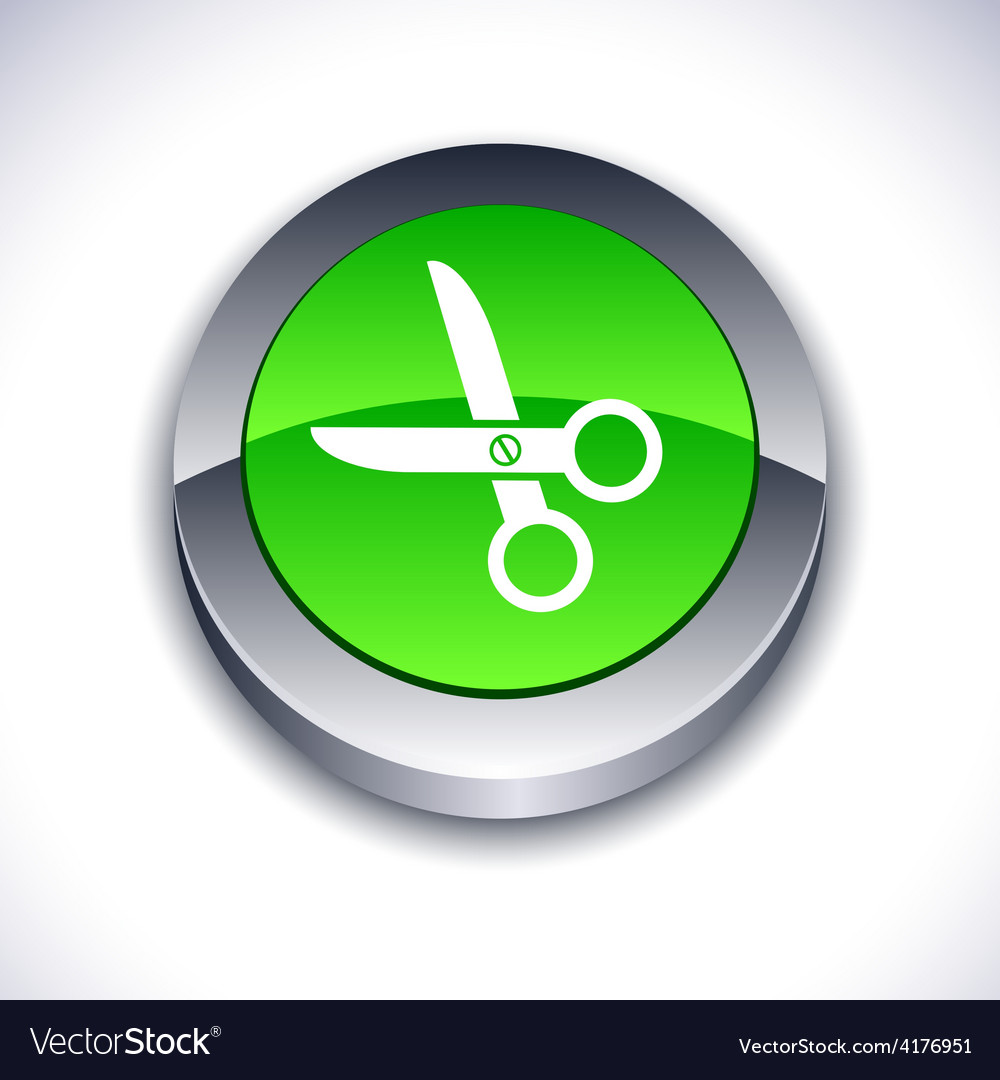 Scissors 3d button Royalty Free Vector Image - VectorStock