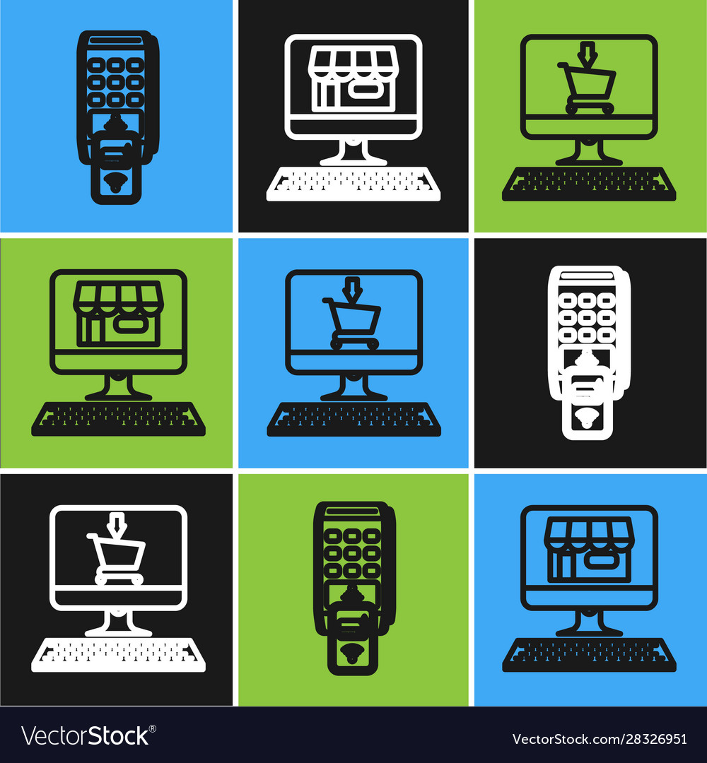 Set line pos terminal with printed receipt Vector Image